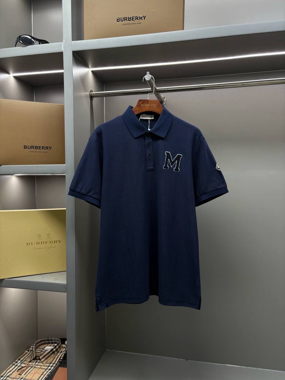 MONCLER M LOGO BLUE COLOR T-SHIRT